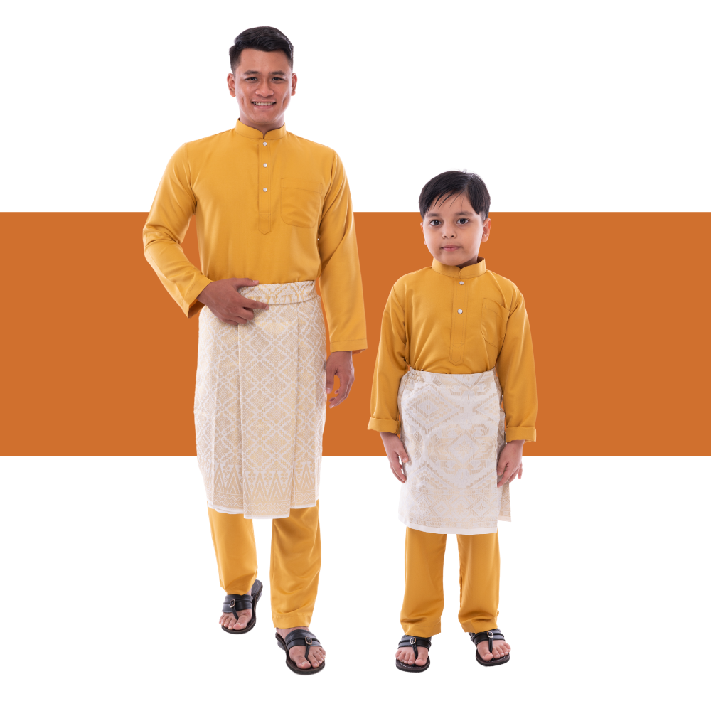 Baju Raya Sedondon Baju Melayu- Baju Melayu Mustard | Shopee Singapore