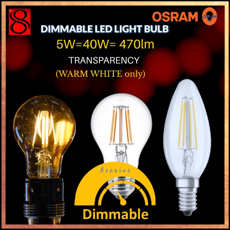 OSRAM LED classic P 40 dimmable led light bulb E14 / E27 | Shopee Singapore