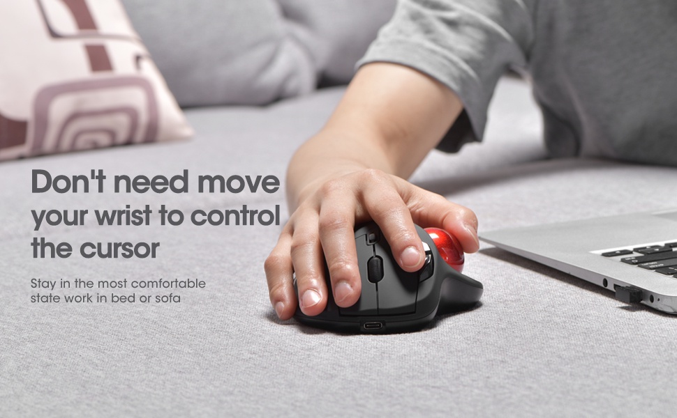 VICTSING Ergonomic Wireless Trackball Mouse, 3 Device Connection ...