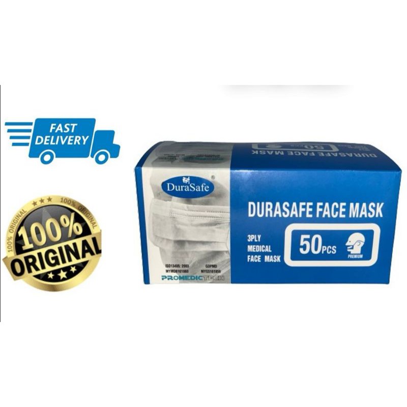 Durasafe 3ply Medical Face Mask, adult kids 50pcs (Individual Packing ...