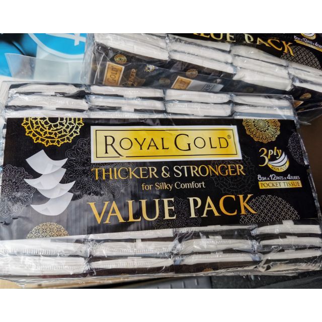 Royal Gold Pocket Tissue 3py x 8s x 12pkt x 4 tubes | Shopee Singapore