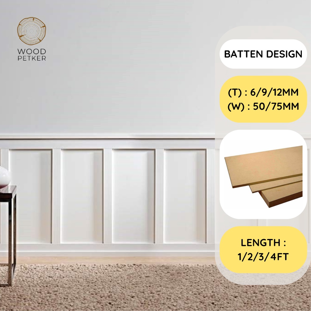 Batten wall design home decoration mdf wood Moulding wall deco | Shopee ...