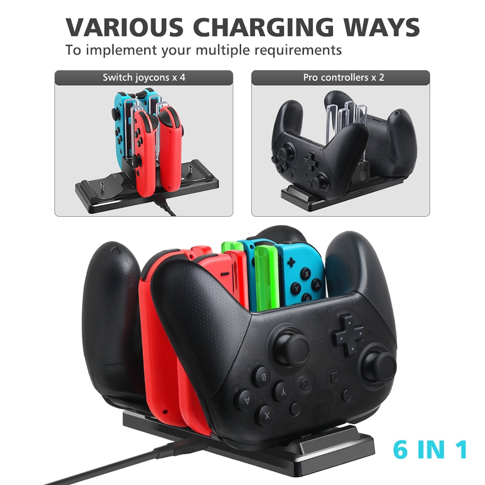 Protable Controller Charger Dock For Nintendo Switch Support 4 Joy-con ...