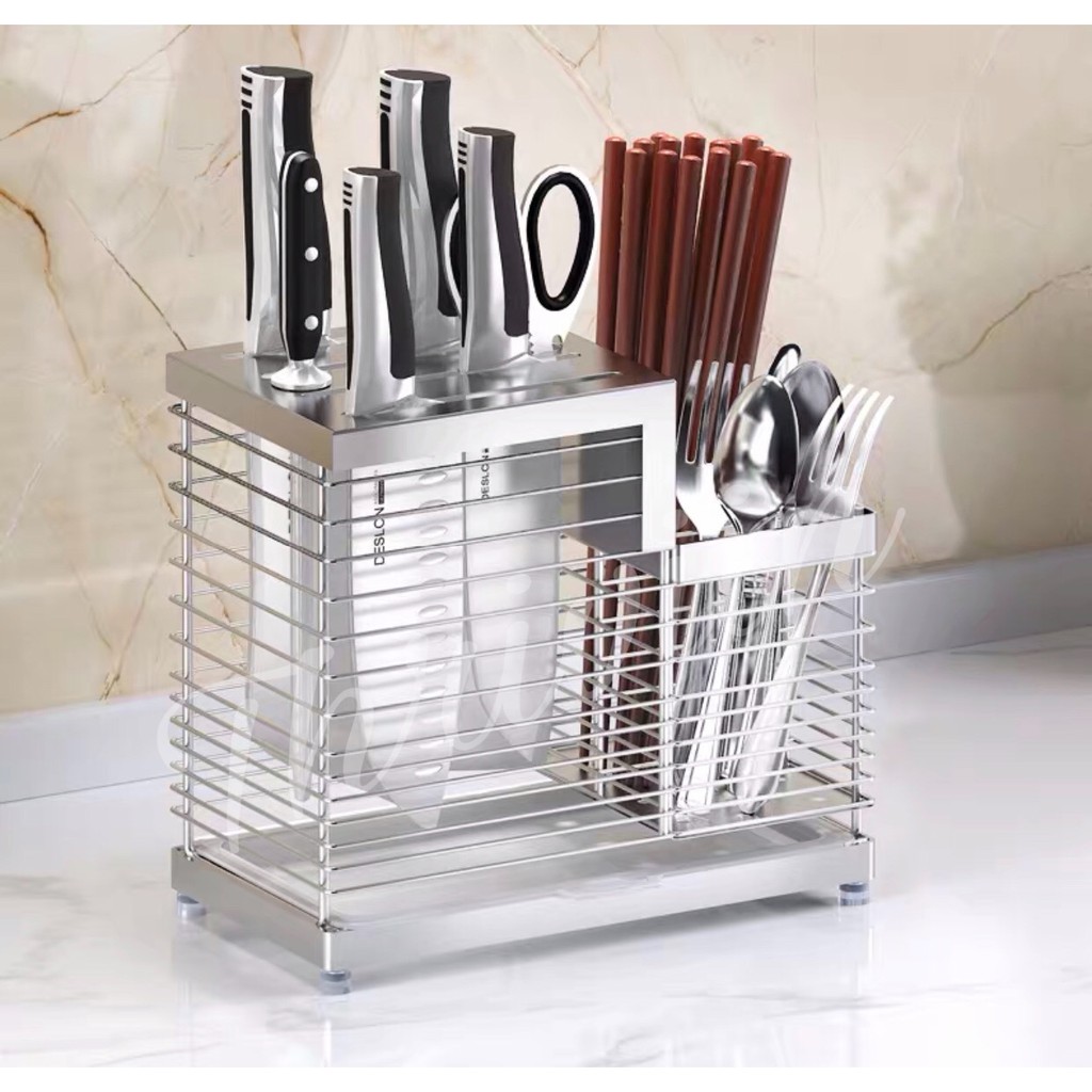 Stainless Steel 304 Knife Cutlery Chopstick Holder Kitchenware | Shopee ...