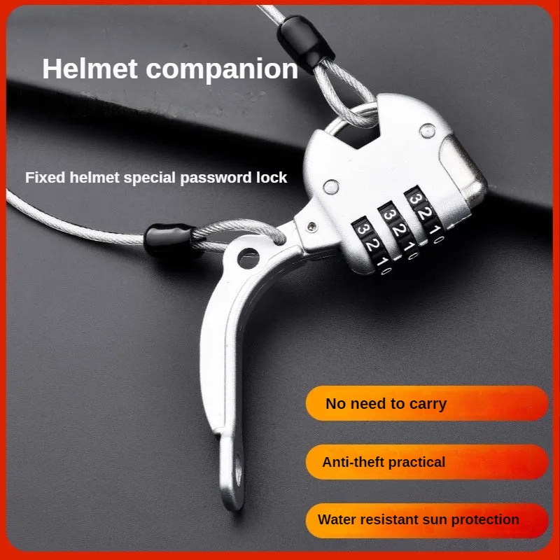 Motorcycle Helmet Lock Anti Theft Lock Extended Wire Rope Electric ...