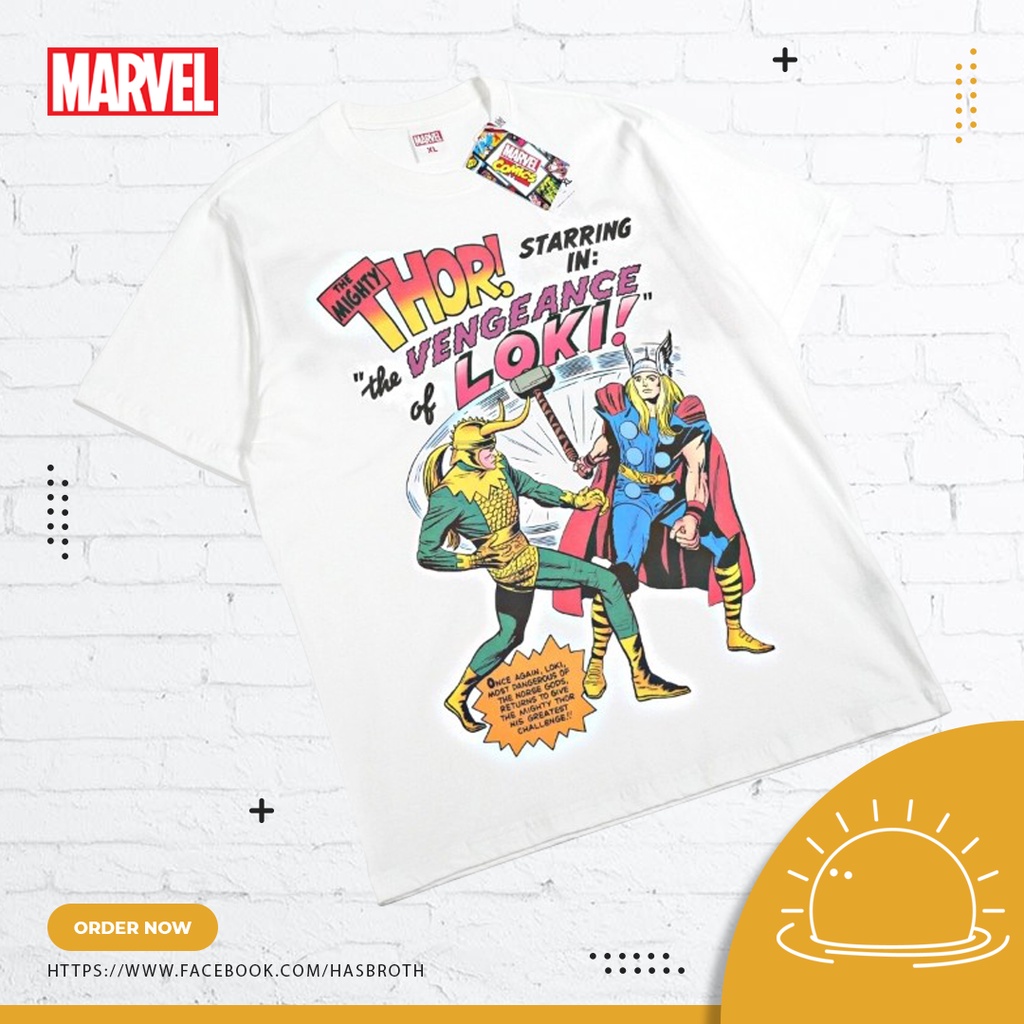 Marvel T-Shirt-Thor&Loki White Red Stripe Sleeve (2XL) | Shopee Singapore