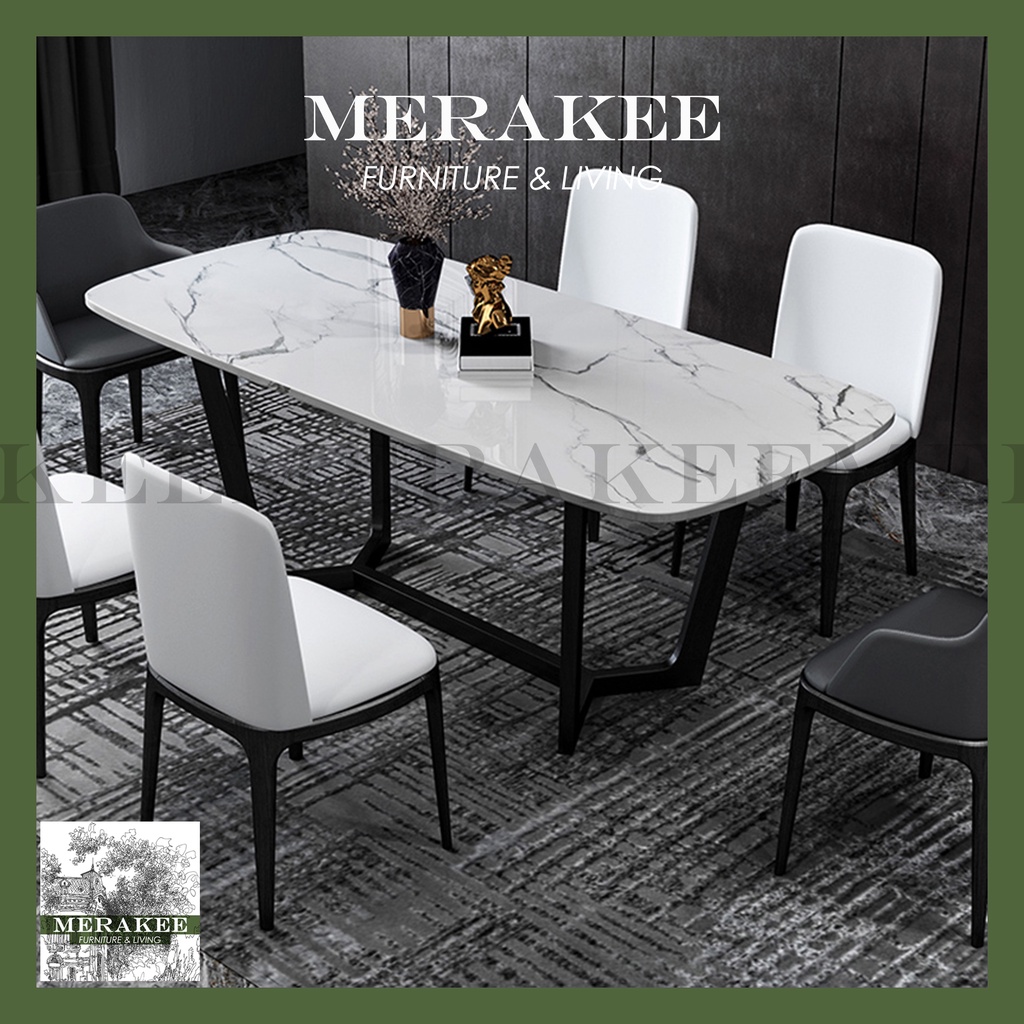 MERAKEE Customized Marble Like Sintered Stone Dining Table Dining Room ...