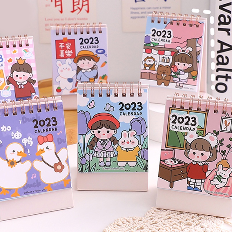 Mini Cartoon 2023 Desk Calendar Student Daily Schedule Planner | Shopee ...