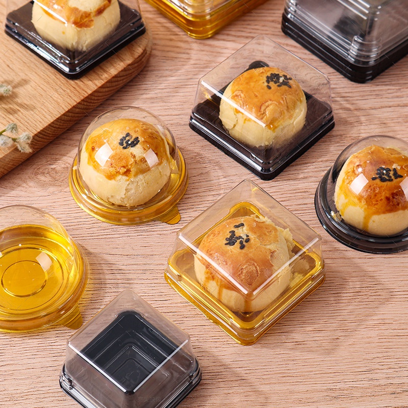 【50 pcs】Mooncake Box Cake Tray Container Round Square Mini Cake Box 月饼托 ...