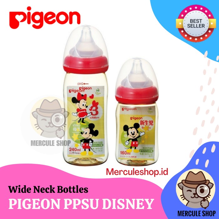 Pigeon PPSU Disney Mickey And Minnie Mouse Wide Neck Baby Milk Bottle - 160ml | Shopee Singapore