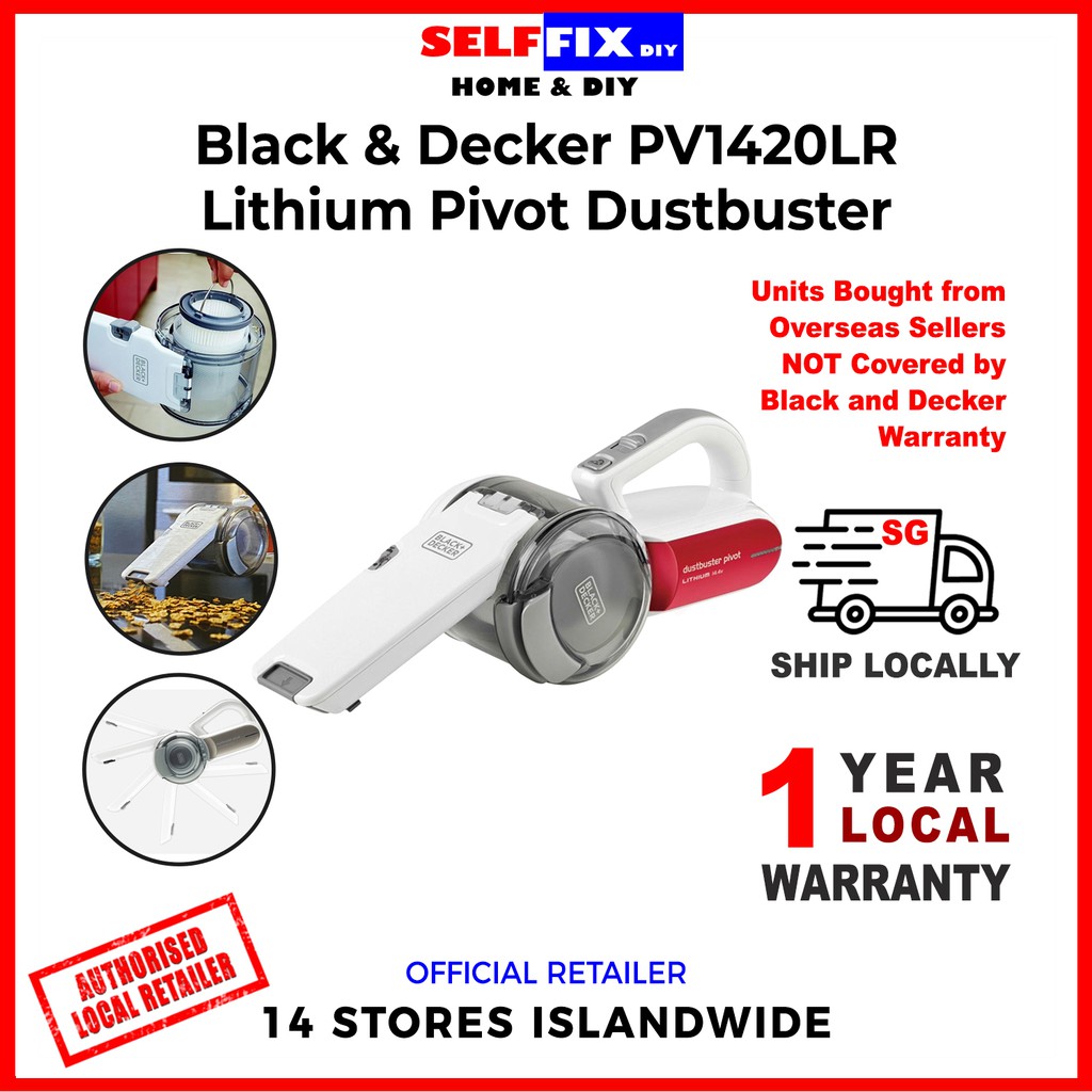 Black and Decker PV1420LR Lithium Pivot Dustbuster 14.4V (Red ...