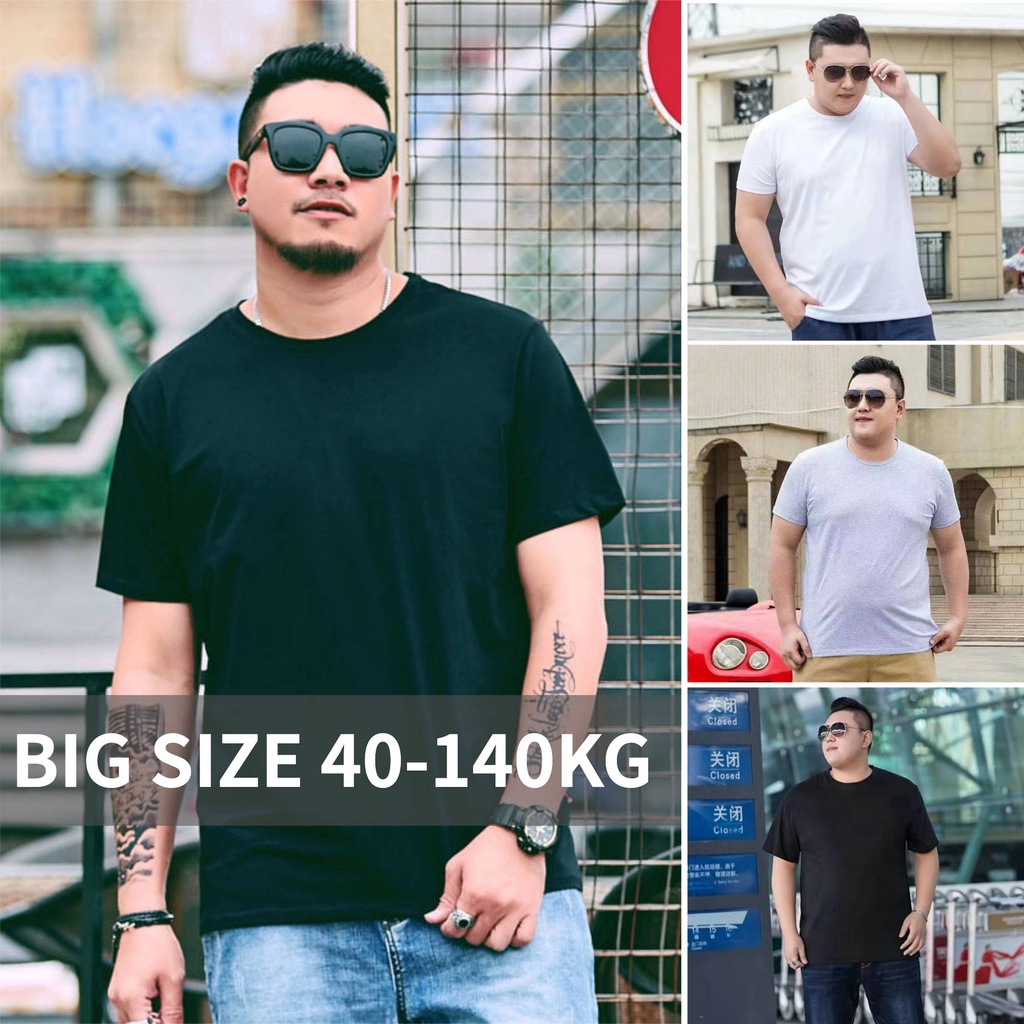 Oversize 40-140KG Men Plus Size Large Round Neck Short Sleeve Loose ...