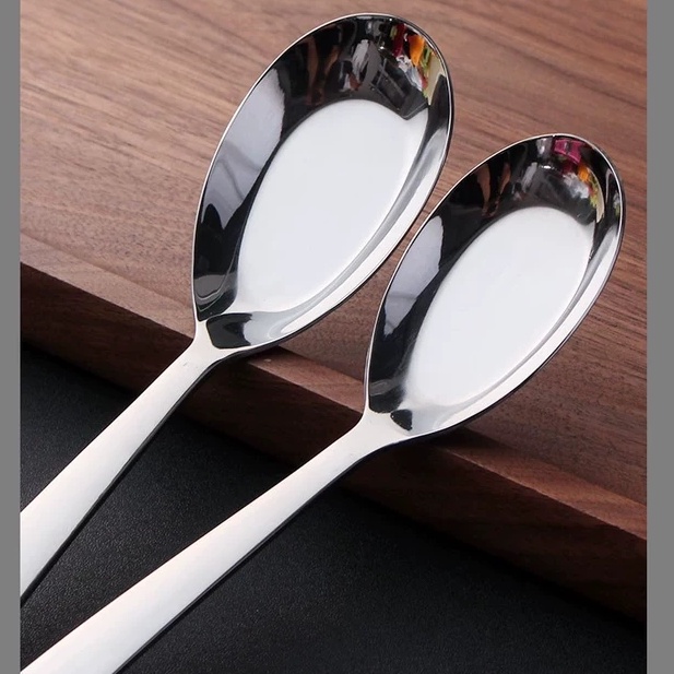 2 Sizes Stainless Steel Flat Bottom Spoon, Soup Spoon, Flat Base Spoon ...