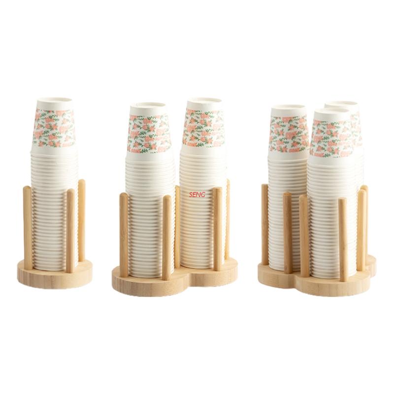 seng Disposable Cup Storage Holder Rack Shelf Water Tea Cups Wood ...