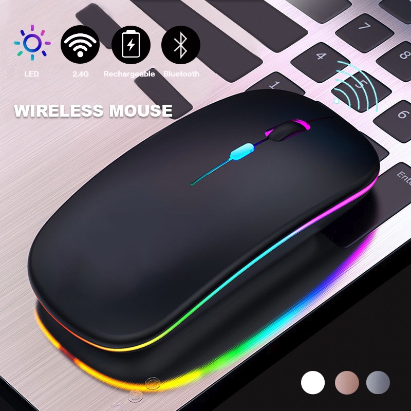 1600Dpi 7Colors LED Lights Rechargeable Wireless Mouse Silence Smart ...