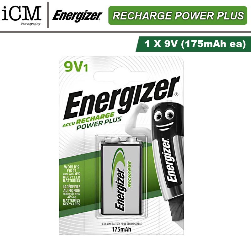 Energizer 9V Rechargeable 9V Power Plus Batteries NiMH 175 mAh | Shopee ...