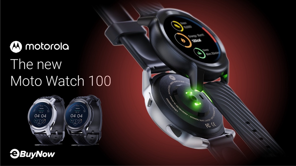 Motorola Moto Watch 100 Smart Watch Fitness Tracker with 26 Sport Modes ...