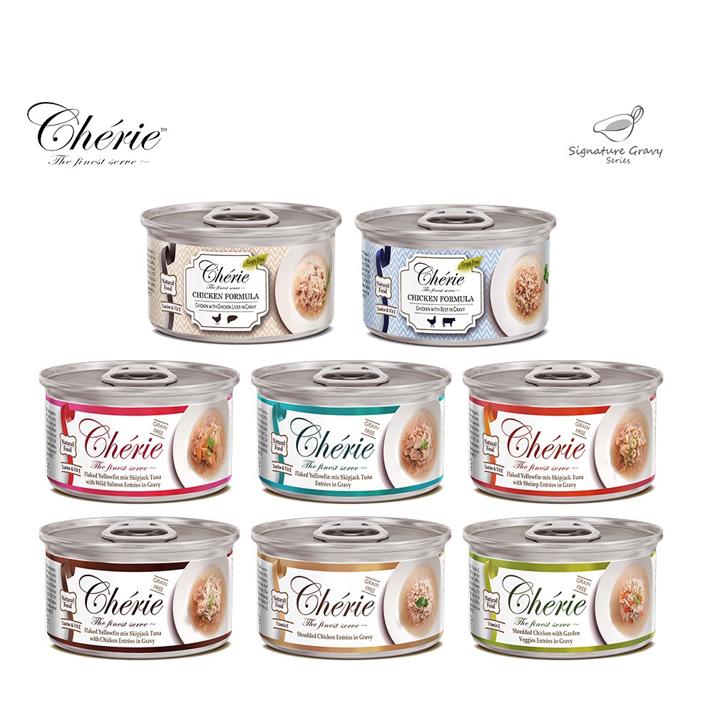 Cherie, Signature Gravy Series Cat Food, 80gx24 cans (8 Flavours) | Shopee Singapore