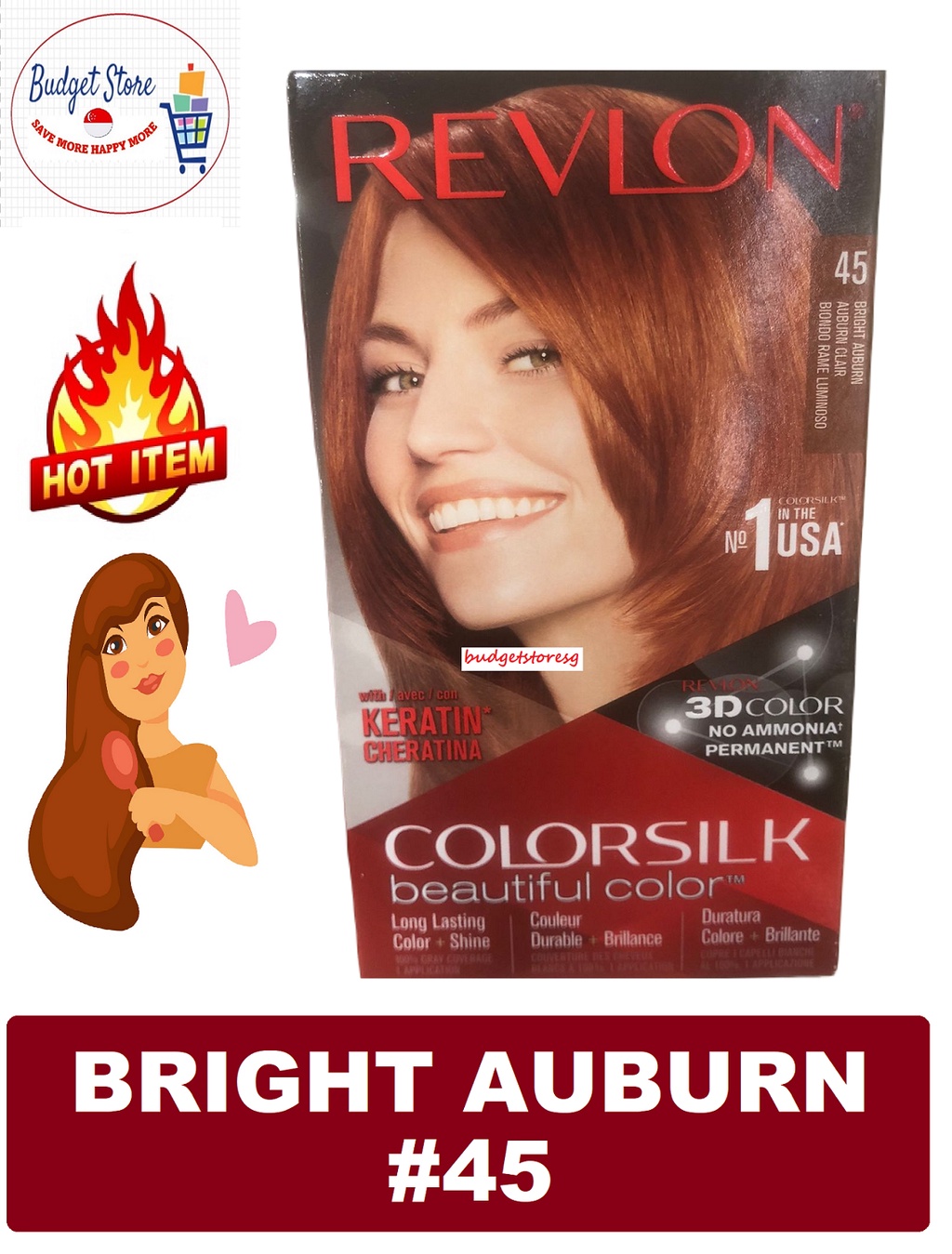 Revlon Colorsilk Hair Color - BRIGHT AUBURN #45 | Shopee Singapore