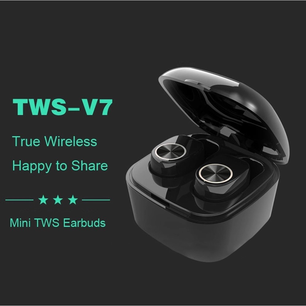 TWS V7 Mini True Wireless Bluetooth Headphones In-Ear (BLACK) | Shopee ...