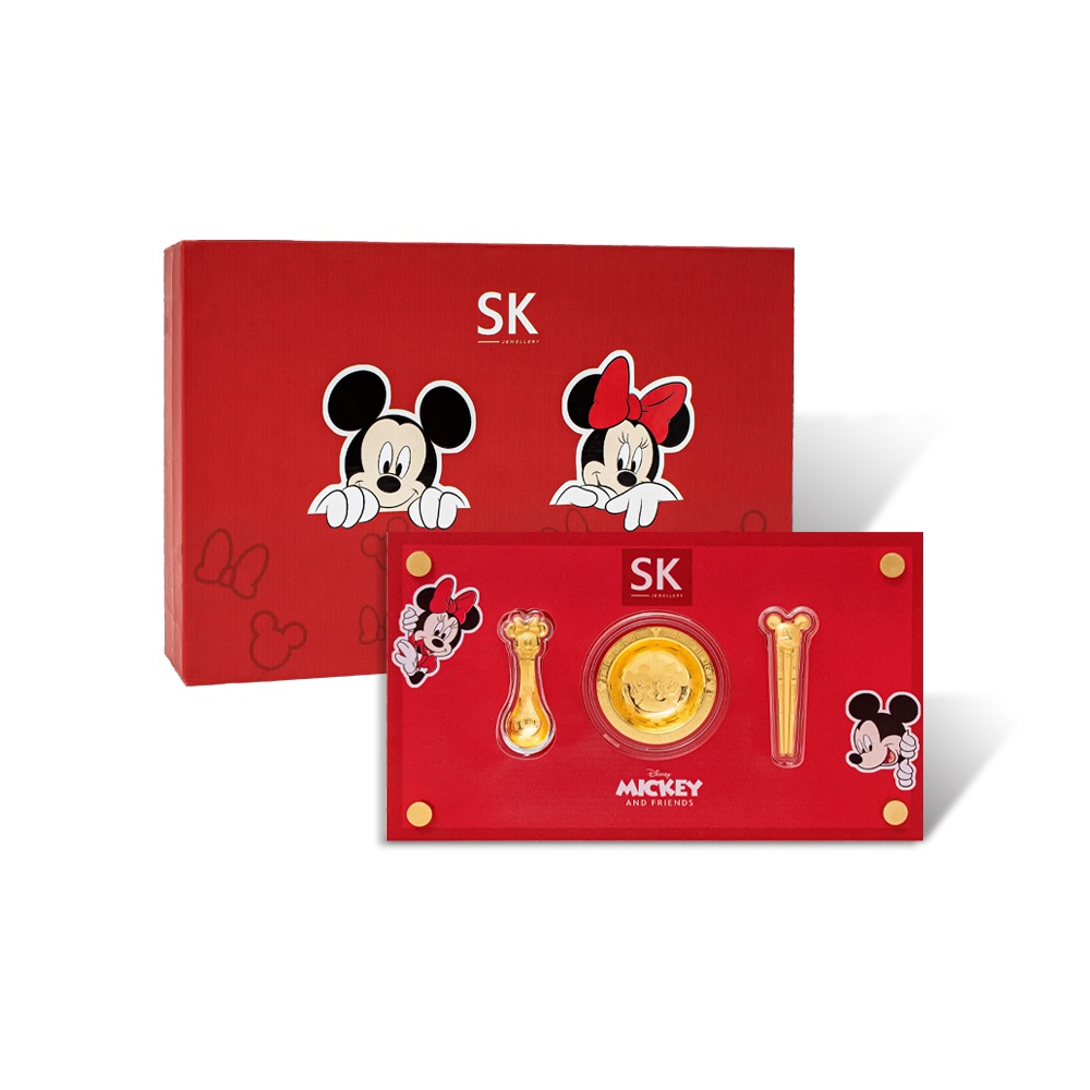 SK Jewellery Disney Mickey & Minnie Mini 999 Pure Gold Bowl Set ...