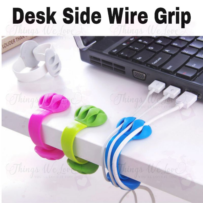 [SG] [FREE SHIP] Desk Side Wire Cable Charger Grip Clip On Table ...