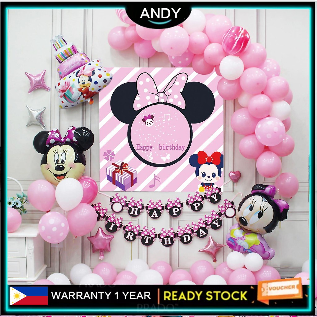 Mickey Mouse/Minnie Mouse/Spaceman theme happy birthday party balloon ...