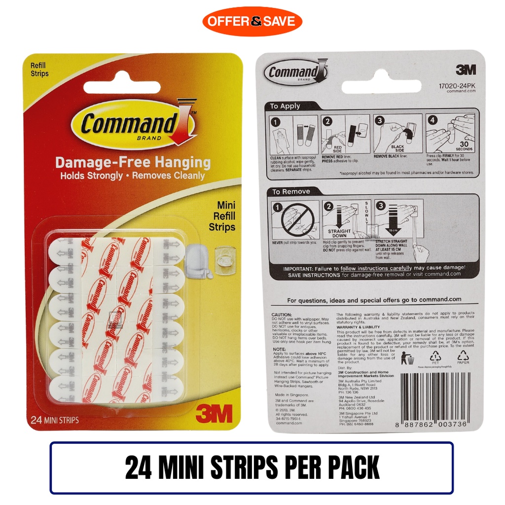 [Local Set] 3M Command General Purpose Hooks Ceiling Hooks Clothes Hook ...