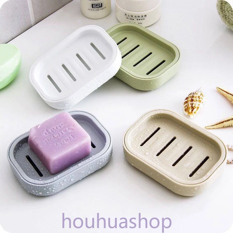 Portable Durable Soap Box With Drain Low Lid Soap Dish Household Travel ...