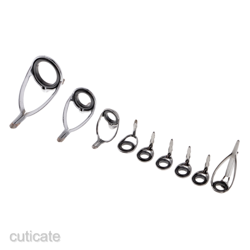 9-Piece Stainless Steel Frame Double Legs Fishing Rod Guide | Shopee ...