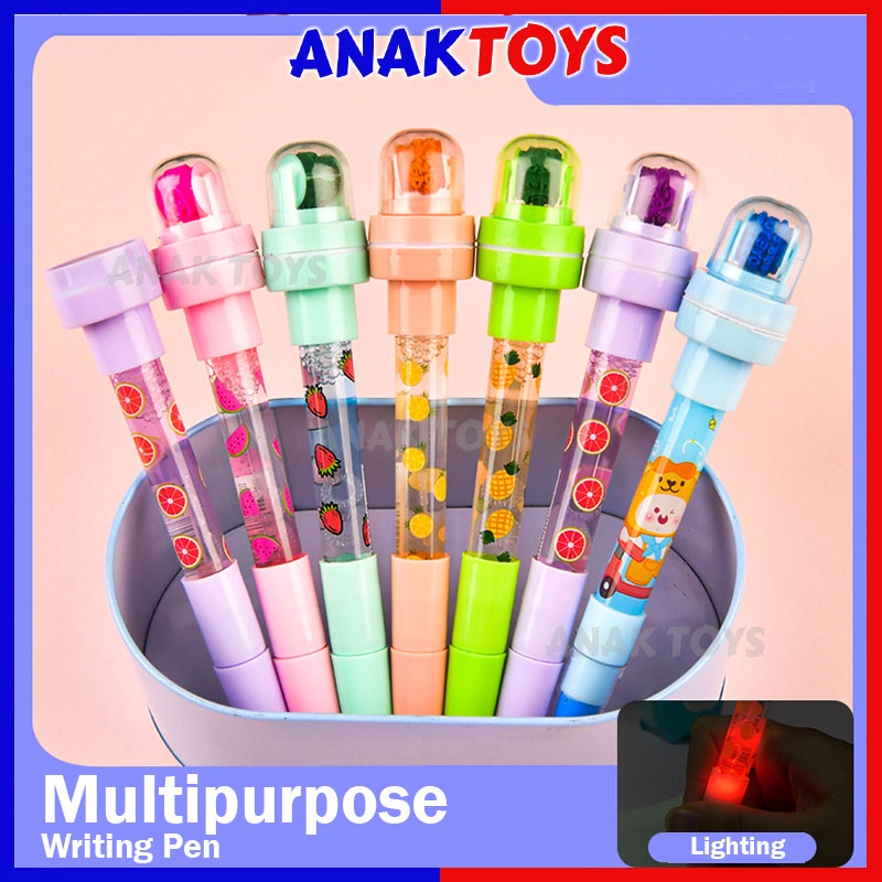 5in1 Kids Multifunction Bubble Pen Magic Lighting Roller Seal Stamp ...