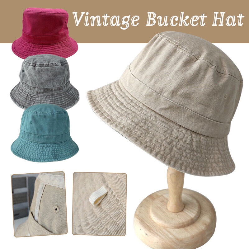 Unisex Washed Bucket Hat Oversize Travel Sun Beach Cotton Cap Large ...