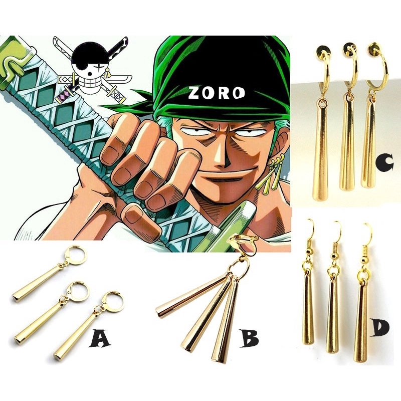 Anime One Piece Roronoa Zoro Four-Type Earrings Ear Clip Studs Hook Cos ...