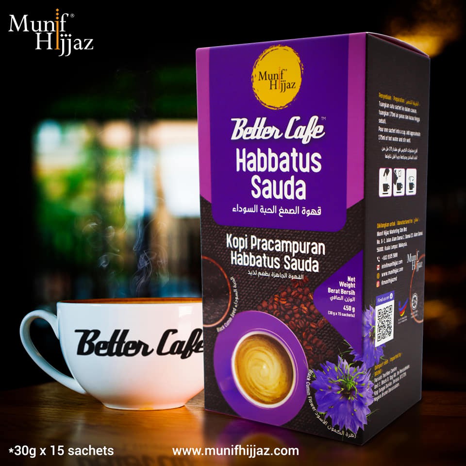 Munif Hijjaz Better Cafe Habbatus Sauda Box (15 sachets X 30G) | Shopee ...