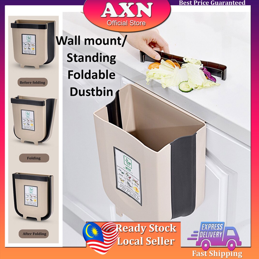 AXN Wall-mounted Foldable Dustbin Trash Can Portable laundry Kitchen ...