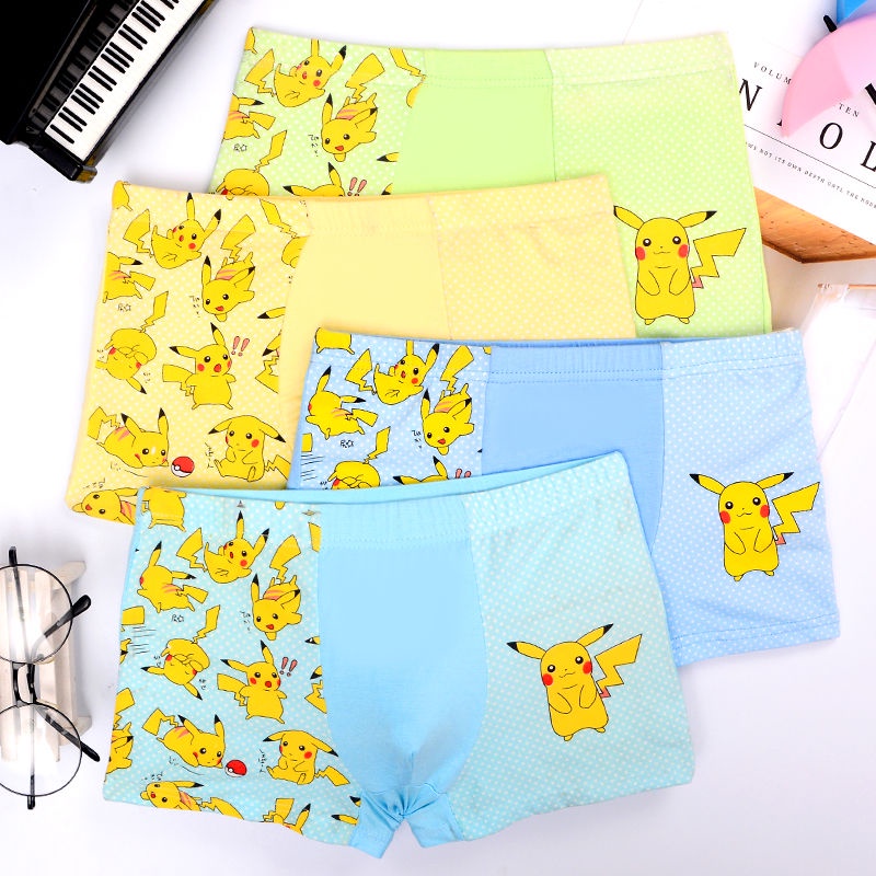 [4 Packs] Kid's Pikachu Pokemon Underwear Drawers Boys' Pure Cotton ...
