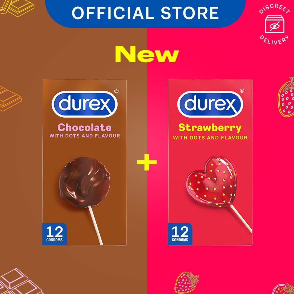 [New] [Bundle of 2] Durex Strawberry + Chocolate Condoms 12s (With Dots ...