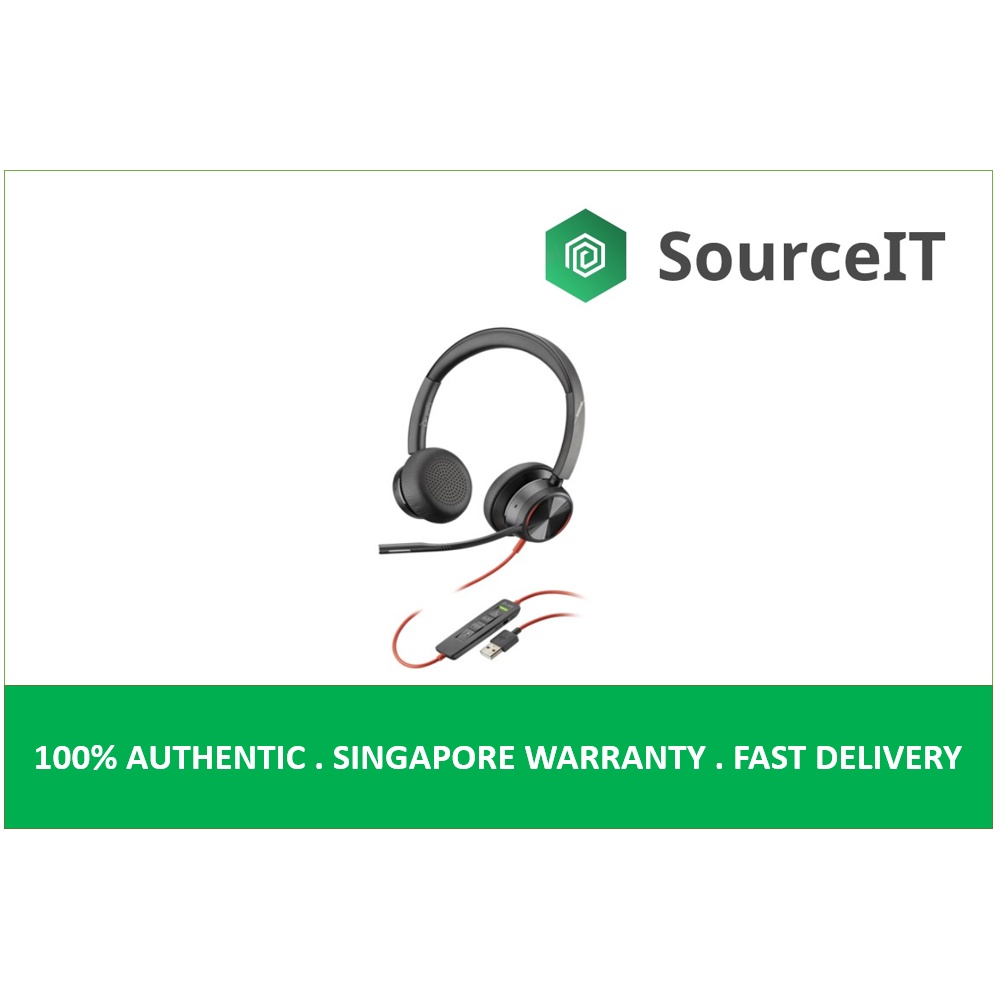 Poly/Plantronics BLACKWIRE 8225 Series UC/MS USB-C + A Adapter Headset ...