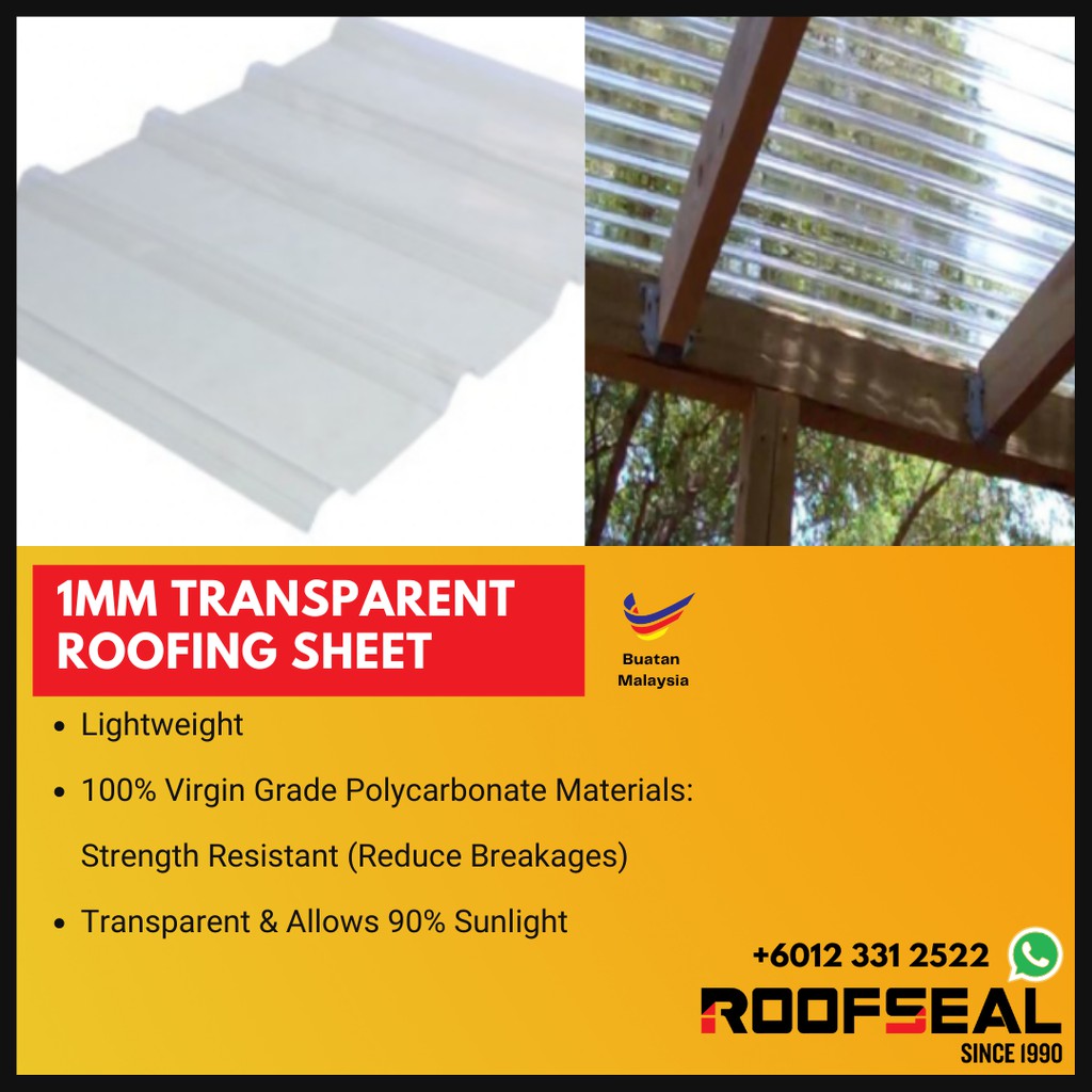 1mm Transparent Roofing Sheet | Bumbung Atap Cerah Lutsinar | Roof ...