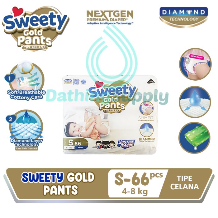 Sweety Gold Pants Pants Type S66/S 66 Diaper Pants Contents 66pcs ...