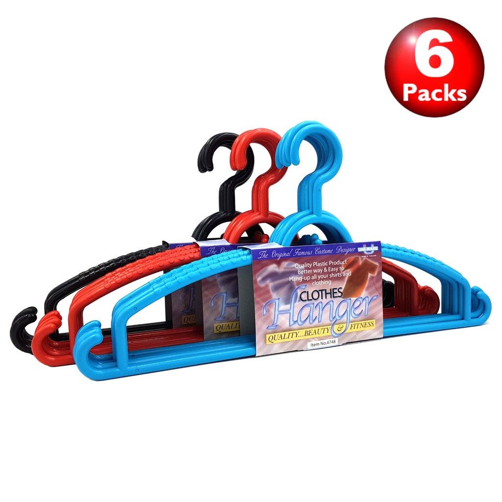 6 Packs Eco-Friendly Clothes Hanger (Pack of 6) / Dry and Wet Clothes ...