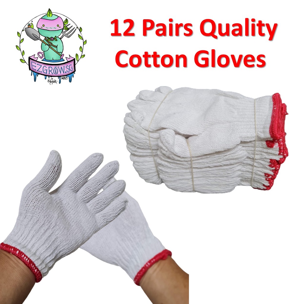 Quality Cotton Gloves for Gardening in 6 Pair Pack and 12 Pairs Pack ...