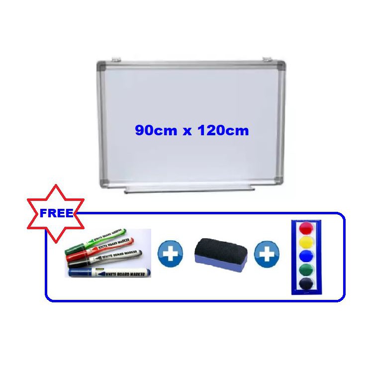 [Bundle Set] MAGNETIC WHITEBOARD SIZE: 90X120CM + FOC 4 Marker & Large ...