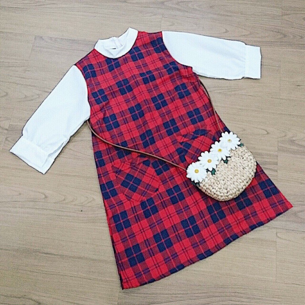 Fresize Red and White Checkered Dress under 50kg | Shopee Singapore