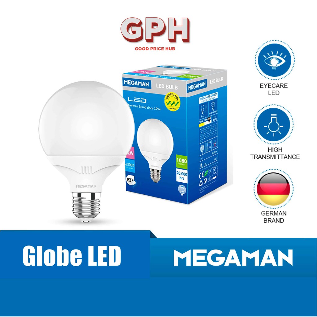 Megaman LED Classic Globe Bulb Light 12W/15W E27 4000K Cool White/6500K ...