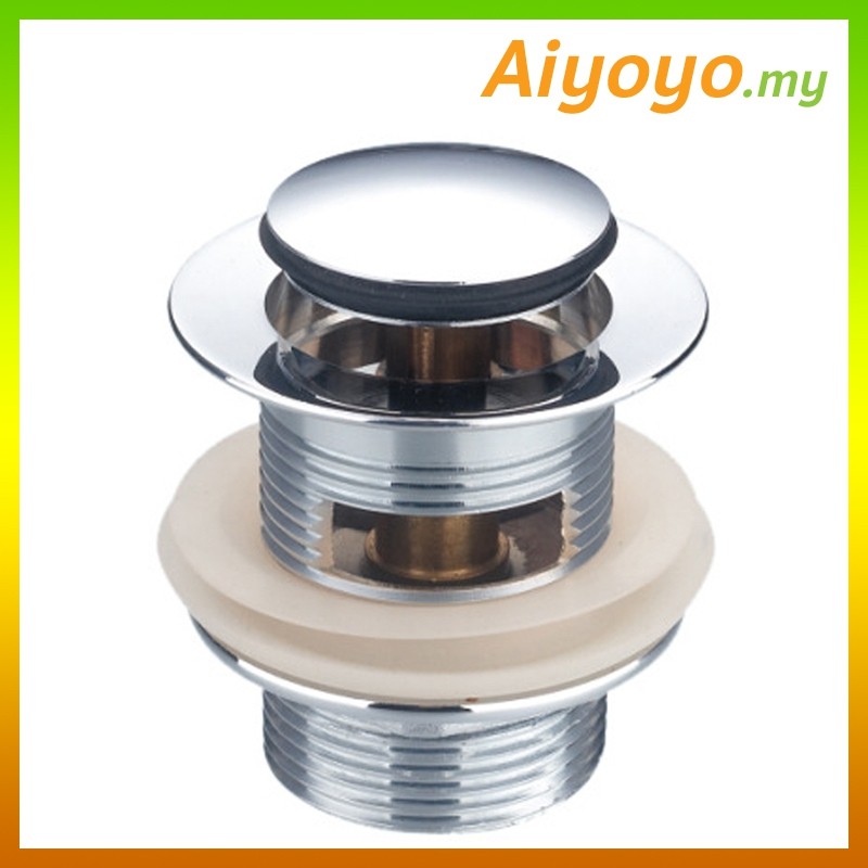 Basin Pop Up Waste Sink Waste Basin Waste Overflow Bathroom Push Button ...