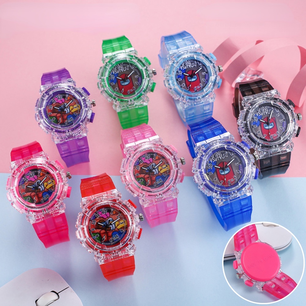 Colorful Flash Cartoon Spiderman LED Light Kids Analog Watch for Boys ...