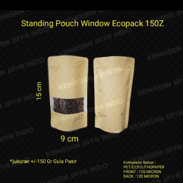 Standing Pouch Mini Window Ecopack 150z Contents 100 Pcs. Coffee ...