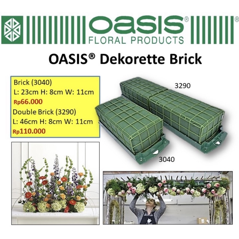 Oasis Decorette Brick 3040 Tray with Oasis Foam Wet Flowers with ...