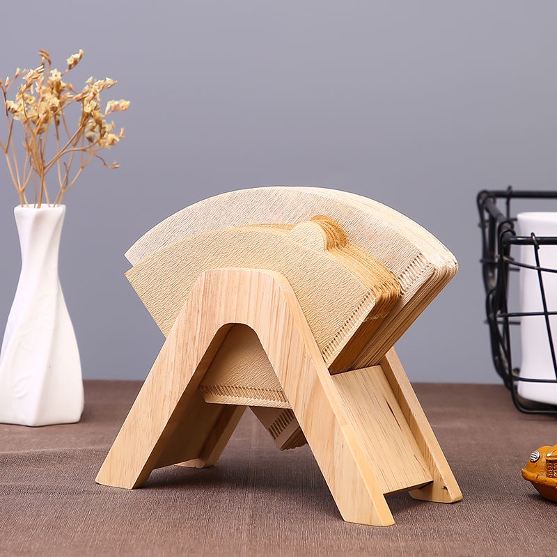 Solid Wood Coffee Filter Paper Storage Box Fan Filter Paper Dustproof ...